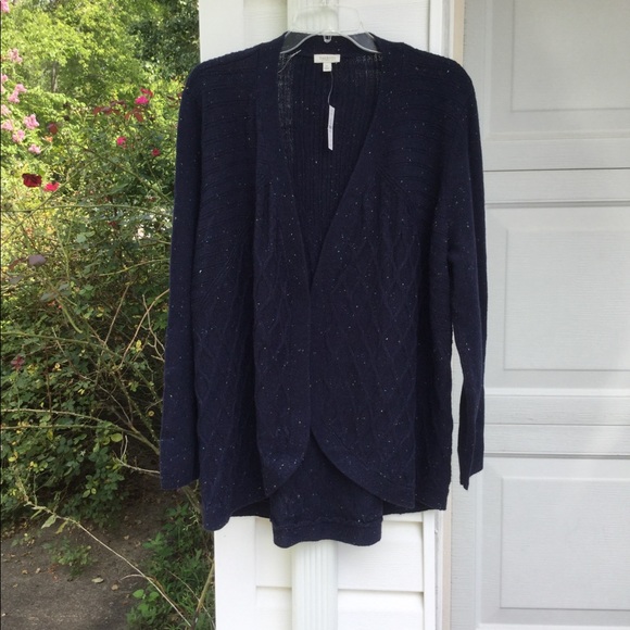 Talbots | Sweaters | Nwt Talbots Navy Blue With Flecks Flyaway Cardi ...